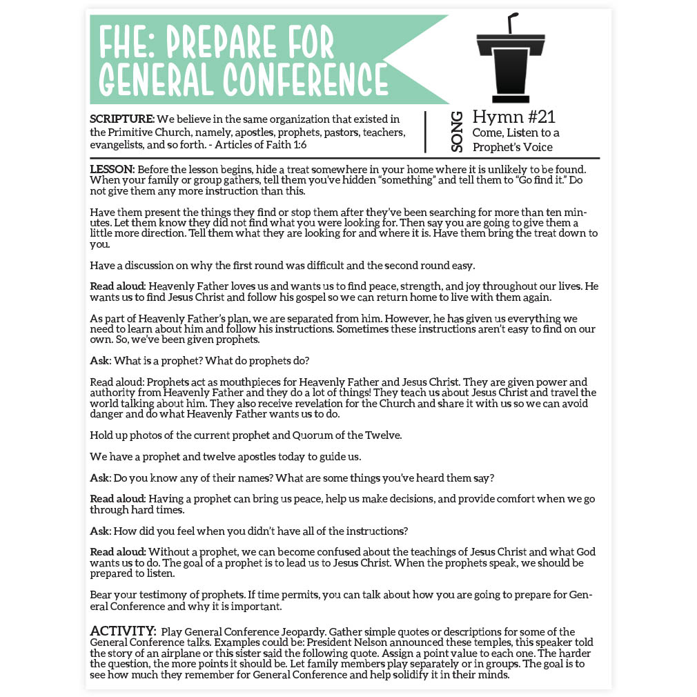 Free General Conference Activity Packet (October 2024) | LDS Daily